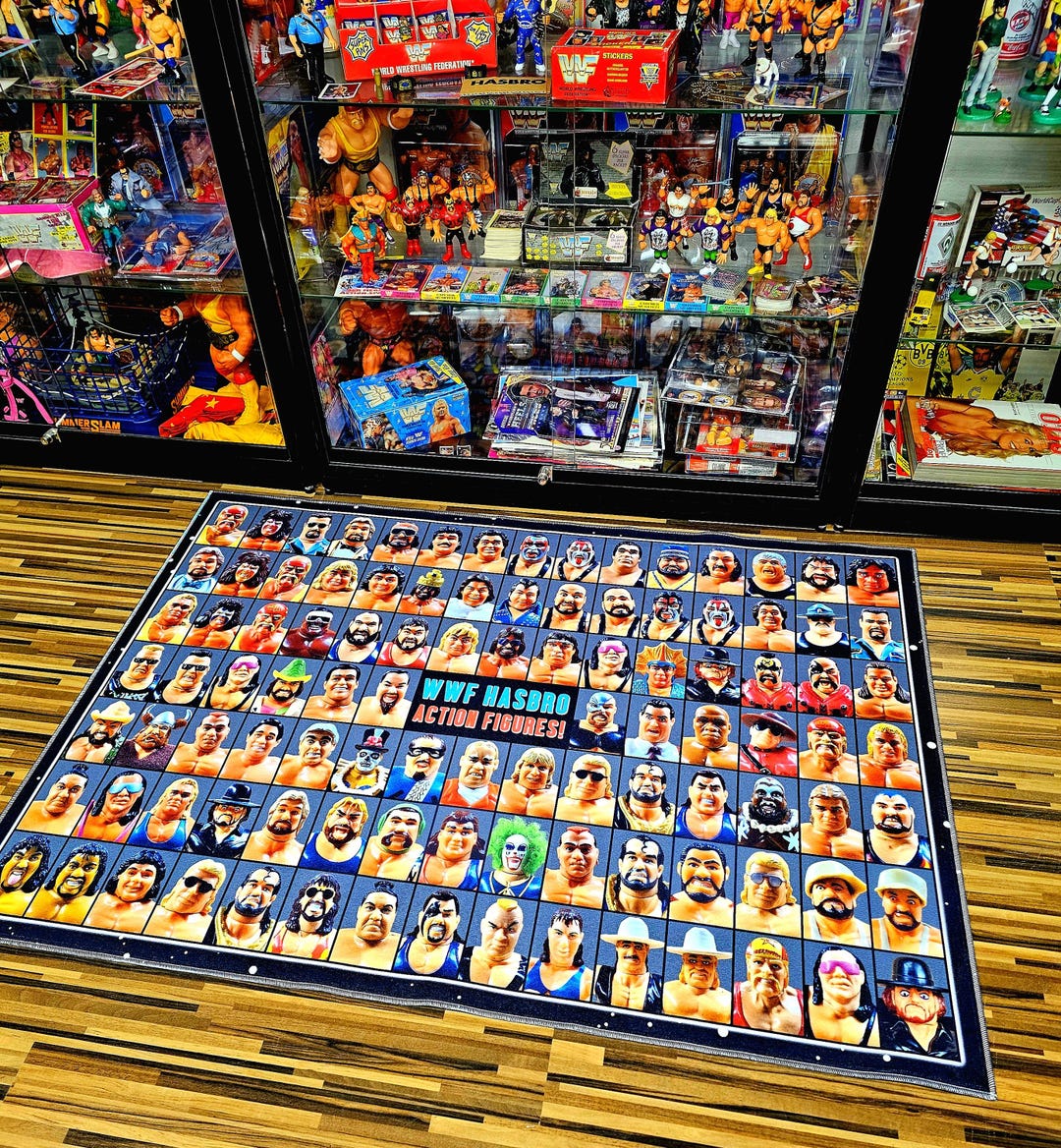 WWF Hasbro Wrestling Figures Retro Rug Carpet Floor Mat Wrestling Hulk ...