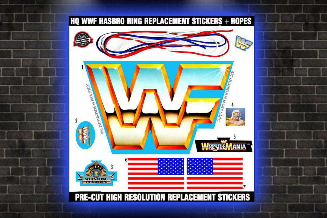 WWF HASBRO Replacement Stickers & Ropes for Blue WWF Hasbro Ring ...