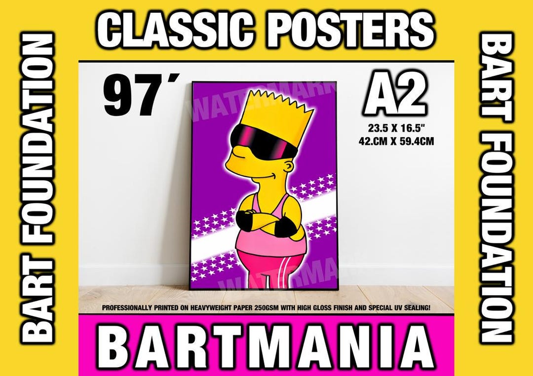 BARTMANIA Poster 16.5x 23.4inch (A2) Print Bret Hart Wwf Wwe BART ...