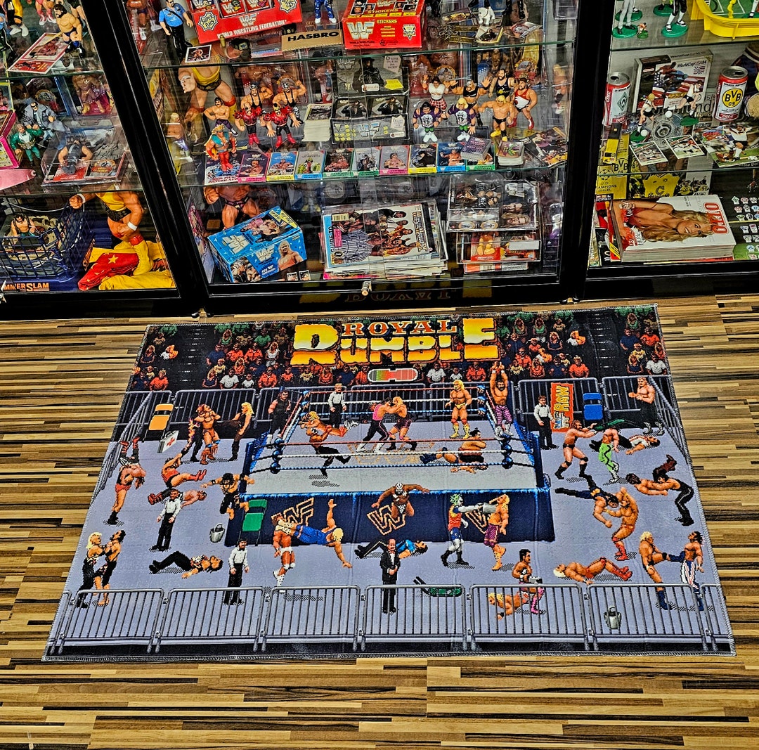 WWF BLUE Royal Rumble Retro Rug Carpet Floor Mat Wrestling 16 Bit Video ...