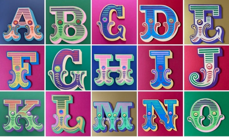 Hand Painted Circus Letters and Numbers 18cm - Etsy UK