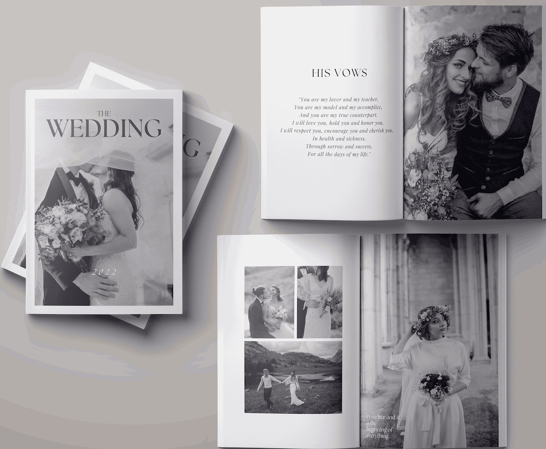 Editorial Wedding Magazine Photo Album Template, Wedding Anniversary ...