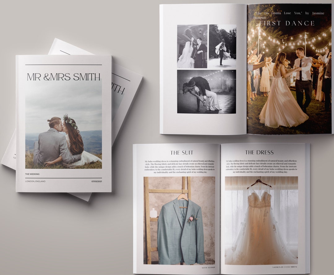 BOHO Wedding Magazine Photo Album Template, Wedding Anniversary Gift ...