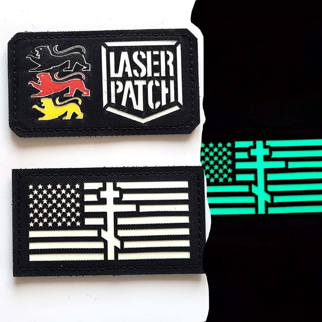 USA Flag Orthodox Cross Jesus Christ Laser Cut Cordura Patch With ...