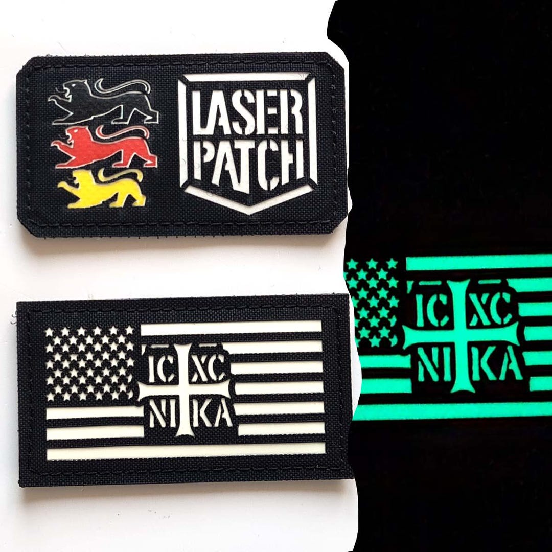 USA Flag ICXC 3.5x2 NIKA Christogram Cross Orthodox Laser Cut Patch ...