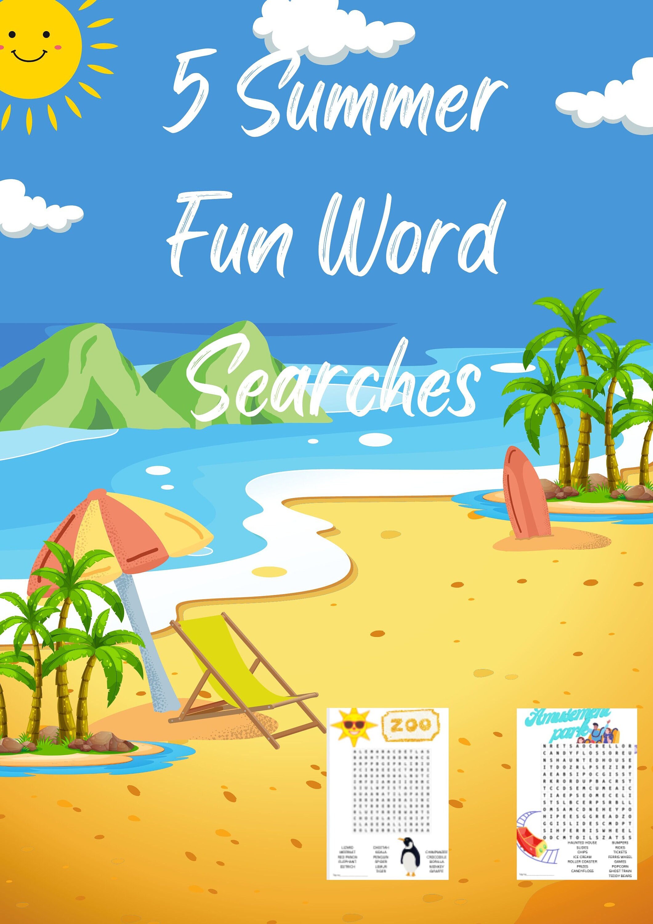 5 Summer Fun Word Searches for Kids With Solutions! - Etsy