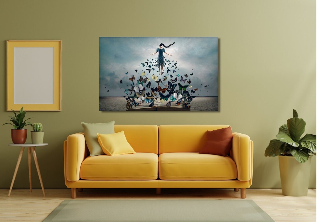 Butterfly Girl Banksy Surreal Canvas Wall Art,butterfly Girl Graffiti ...