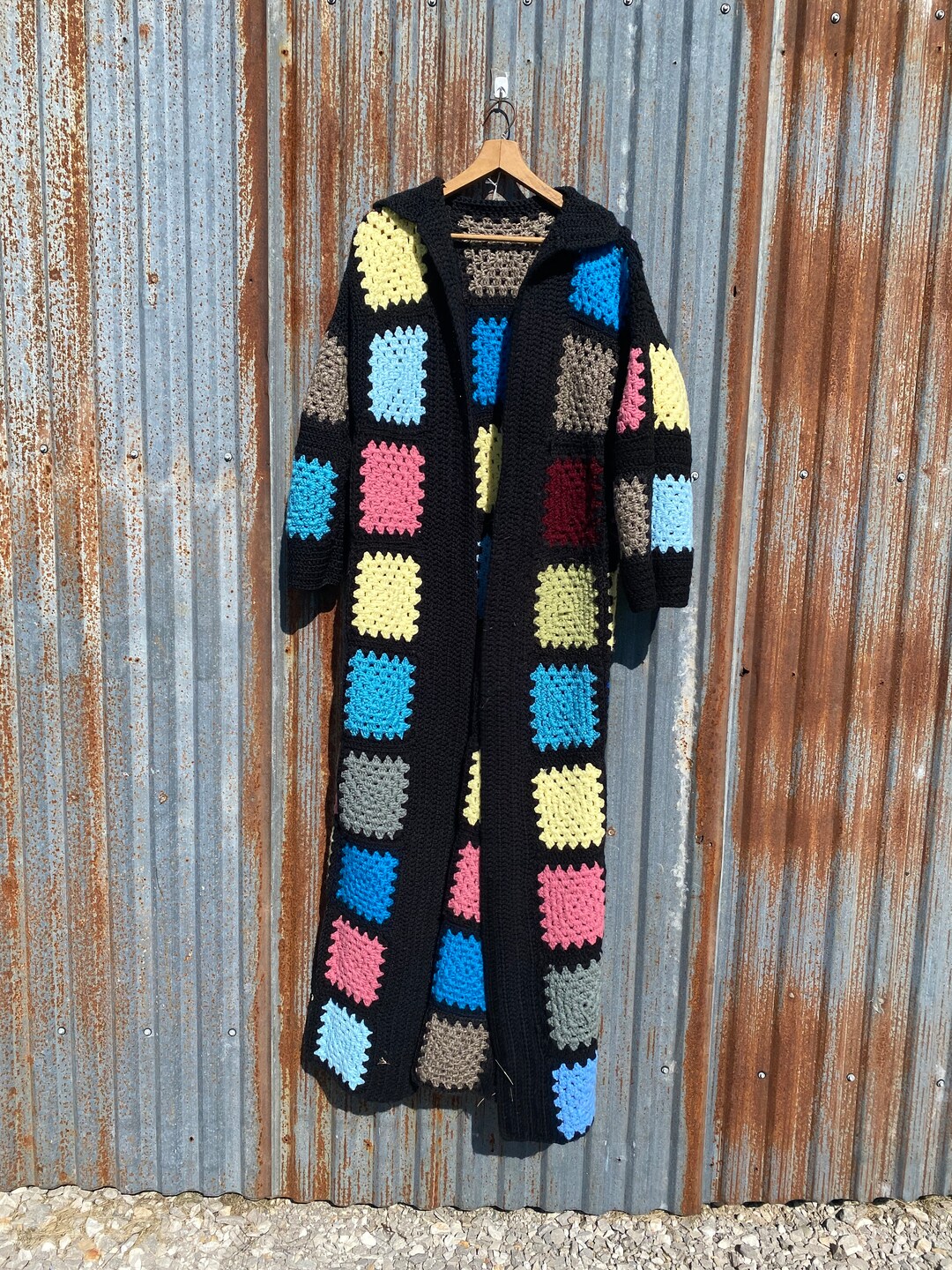 Coat, Womens Gift, Duster, Granny Square, Afghan, Boho, Crochet ...