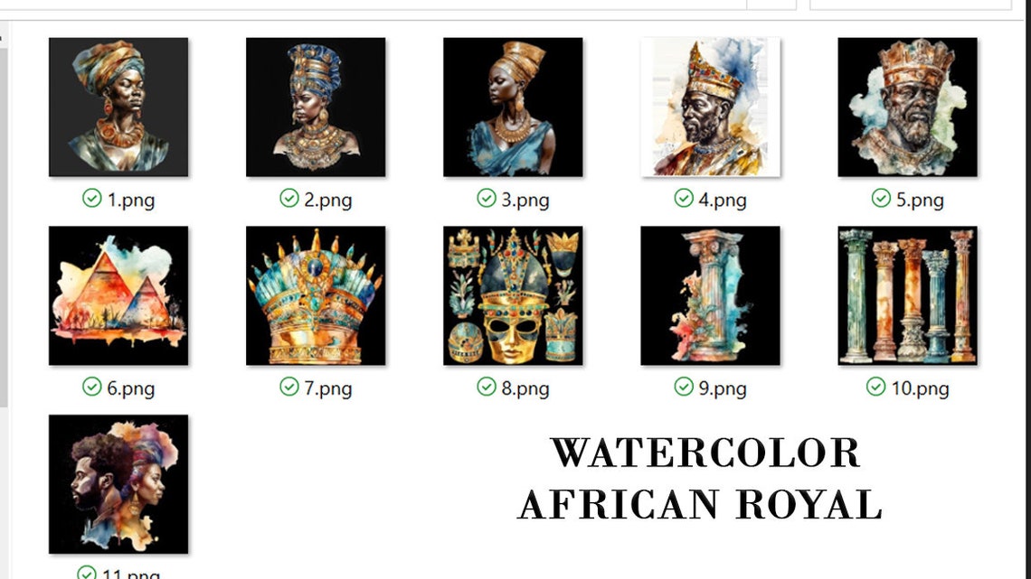 Watercolor African Royal Clipart, Nigerian, African, Black Art ...