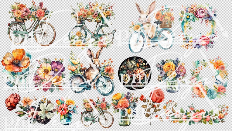 Watercolor Floral Garden Clipart Spring and Summer Art - Etsy
