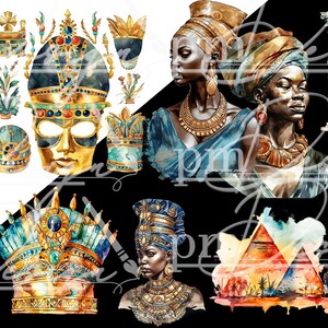 Watercolor African Royal Clipart, Nigerian, African, Black Art ...