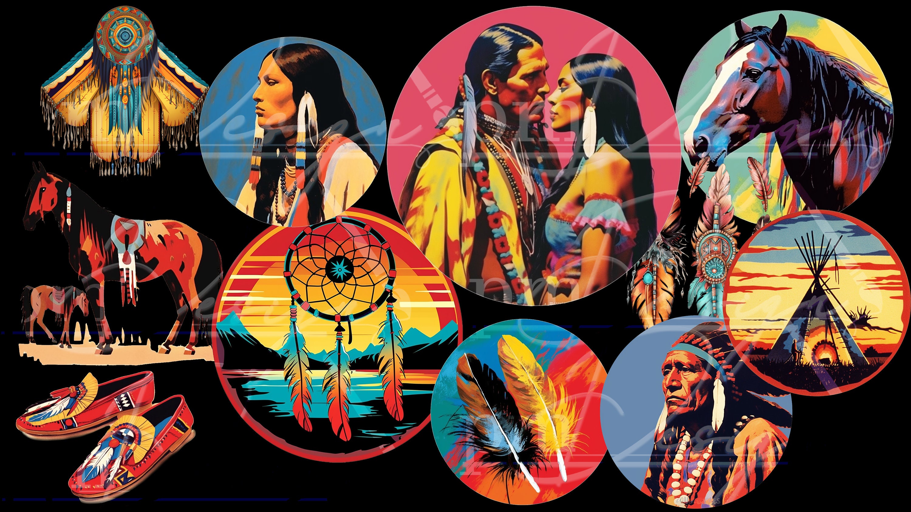 Native American Set, Clipart, 12 Instant Downloads, Logo, Native ...