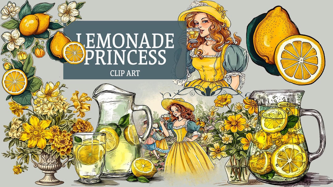 Lemonade Princess, Clipart, 8 Instant Downloads, Logo, Spring and ...