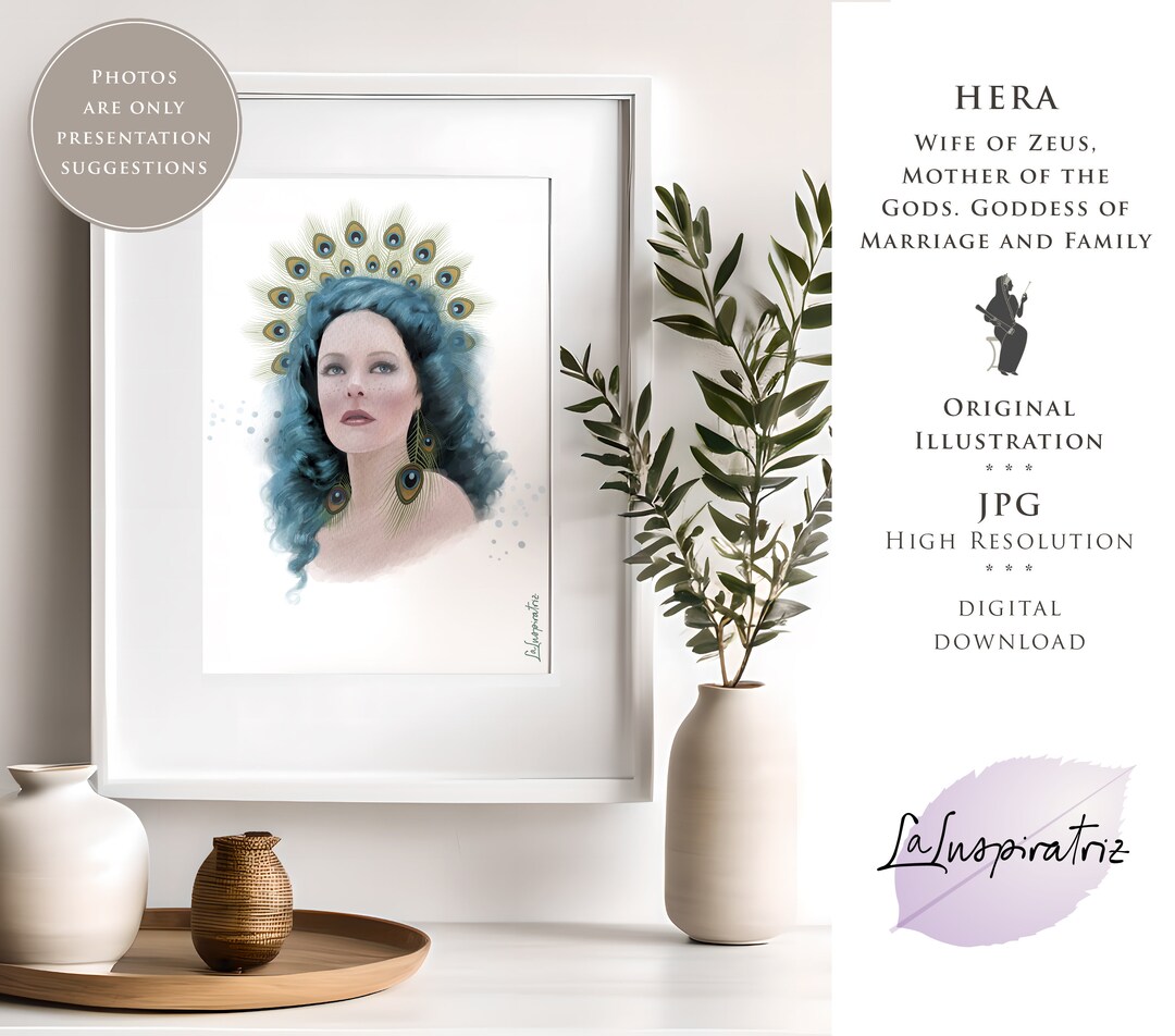 HERA GODDESS Art Print. GREEK Goddess Artwork. Hand Drawn Original ...