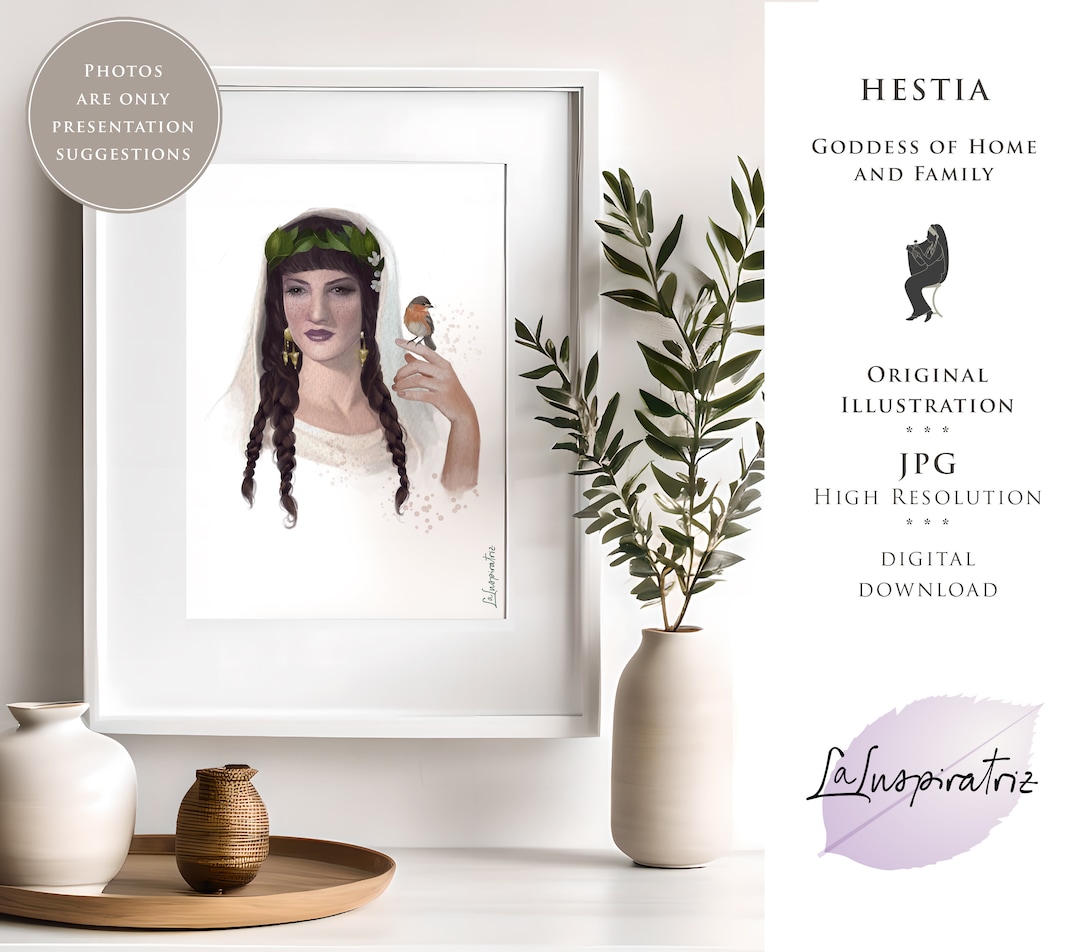 HESTIA GODDESS Art Print. GREEK Goddess Artwork. Hand Drawn Original ...