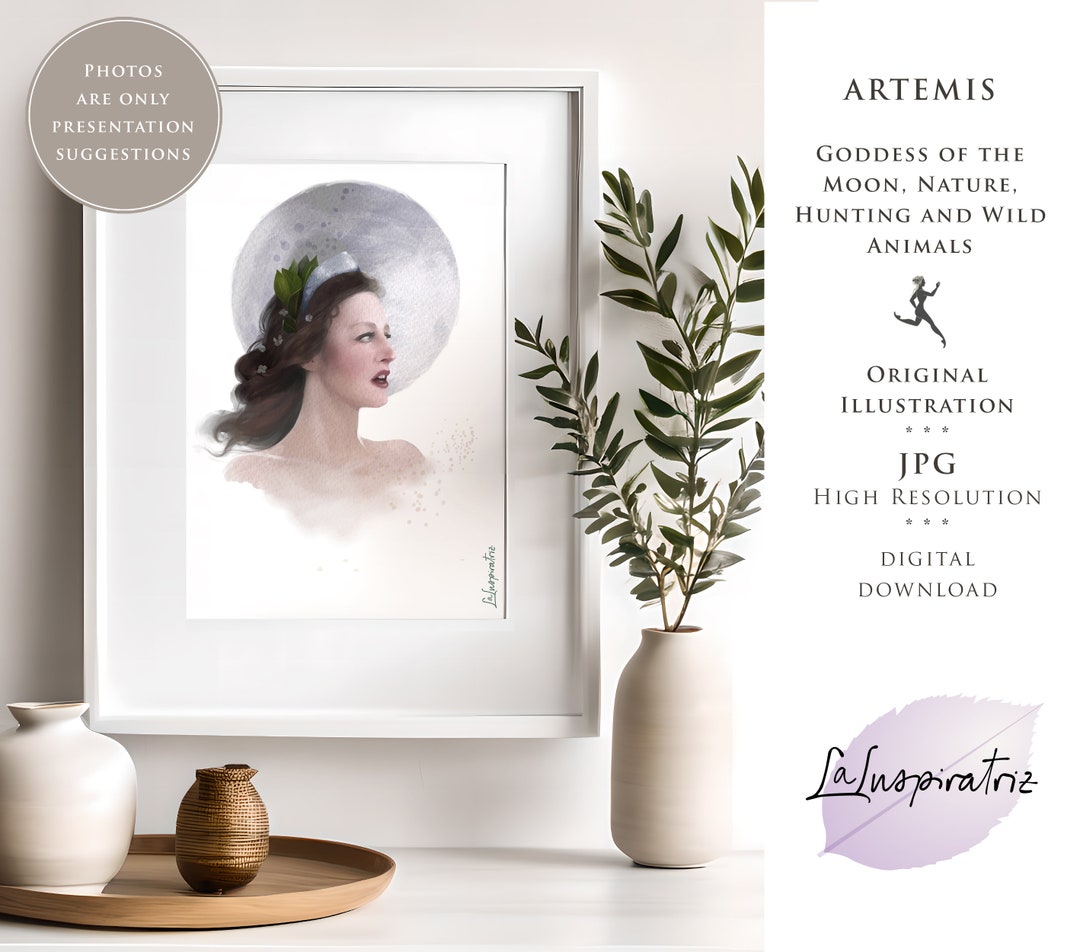 ARTEMIS Art Print. GREEK GODDESS Artwork. Hand Drawn Original ...