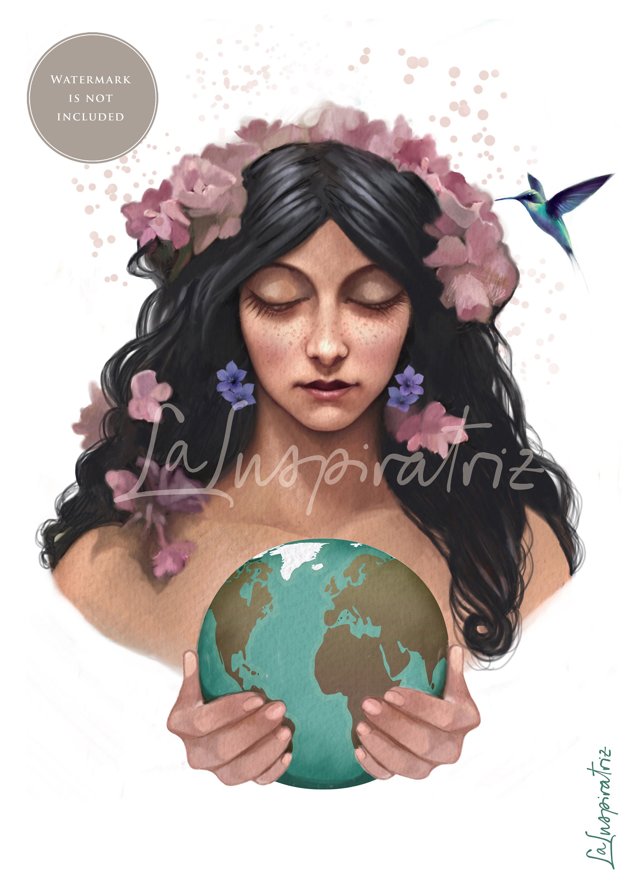 GAIA GODDESS Art Print. GREEK Goddess Artwork. Hand Drawn Original ...