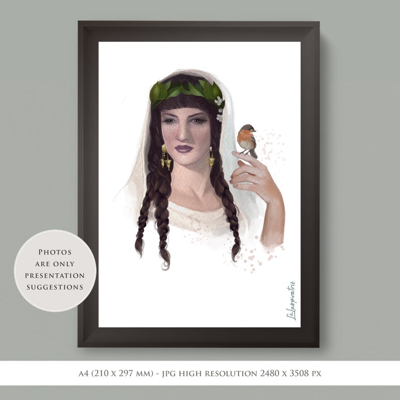 HESTIA GODDESS Art Print. GREEK Goddess Artwork. Hand Drawn Original ...