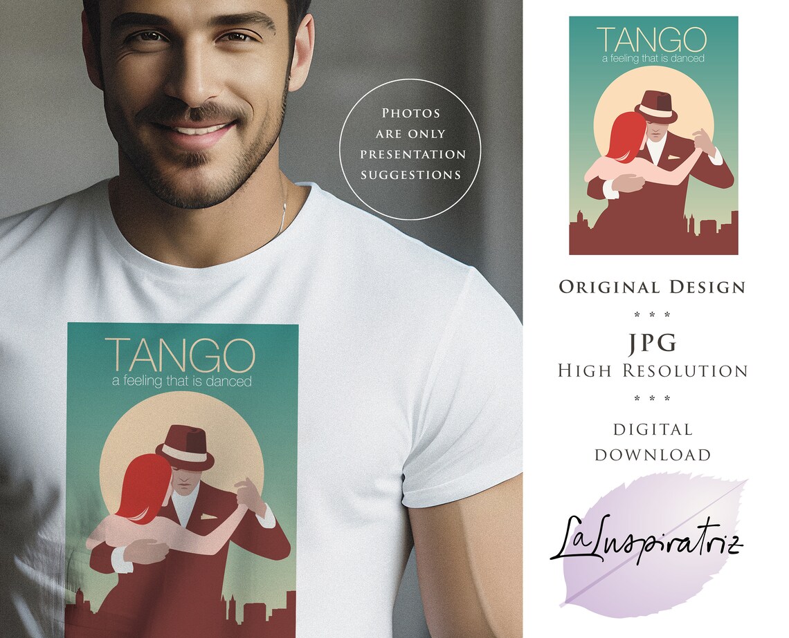 TANGO DANCERS Art Print. Digital Download. Sublimation Tango Design ...
