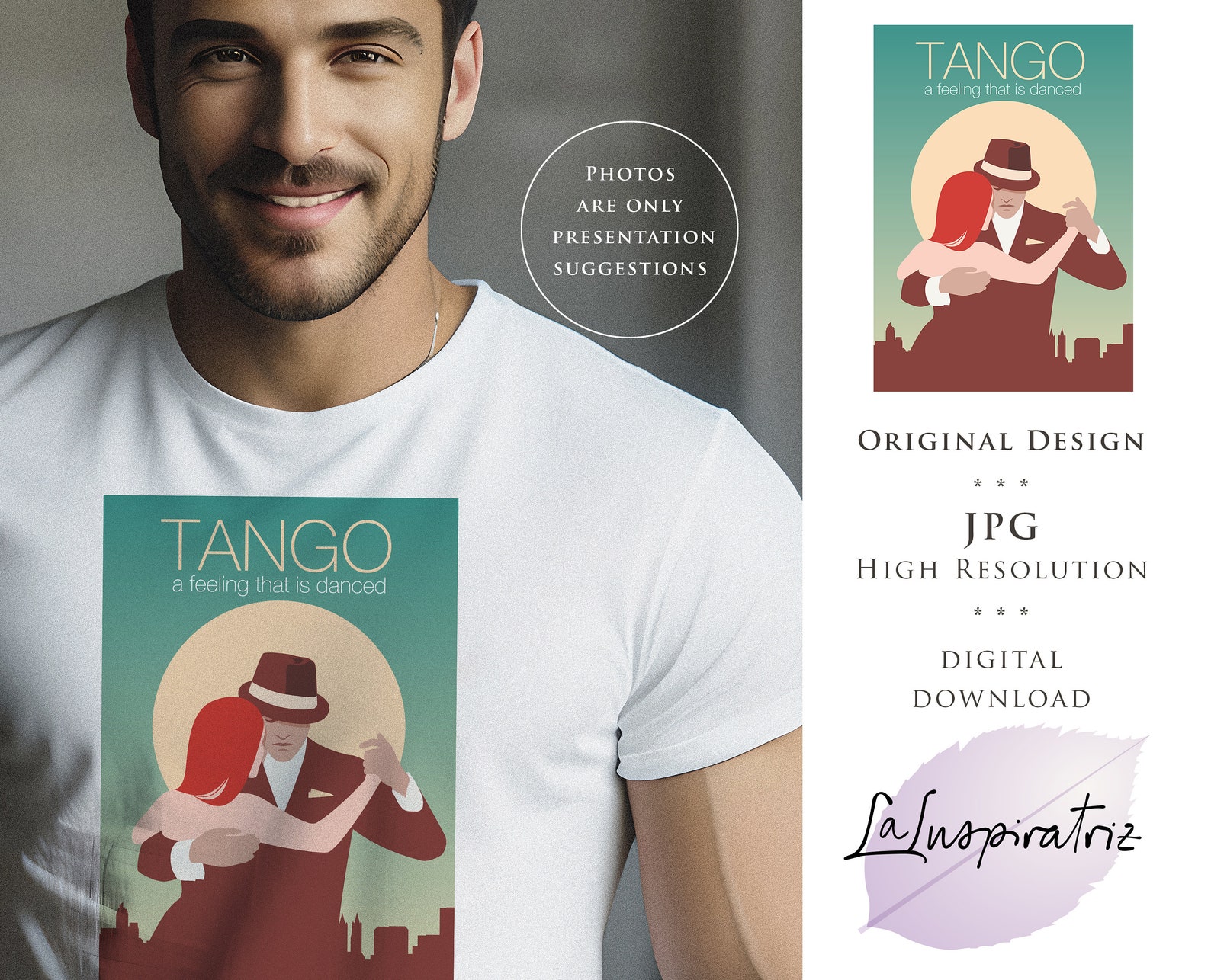 TANGO DANCERS Art Print. Digital Download. Sublimation Tango Design ...