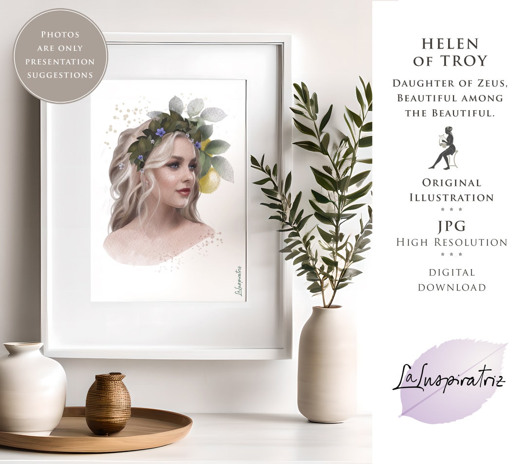 HELEN of TROY Art Print. GREEK Goddess Artwork. Hand Drawn Original ...