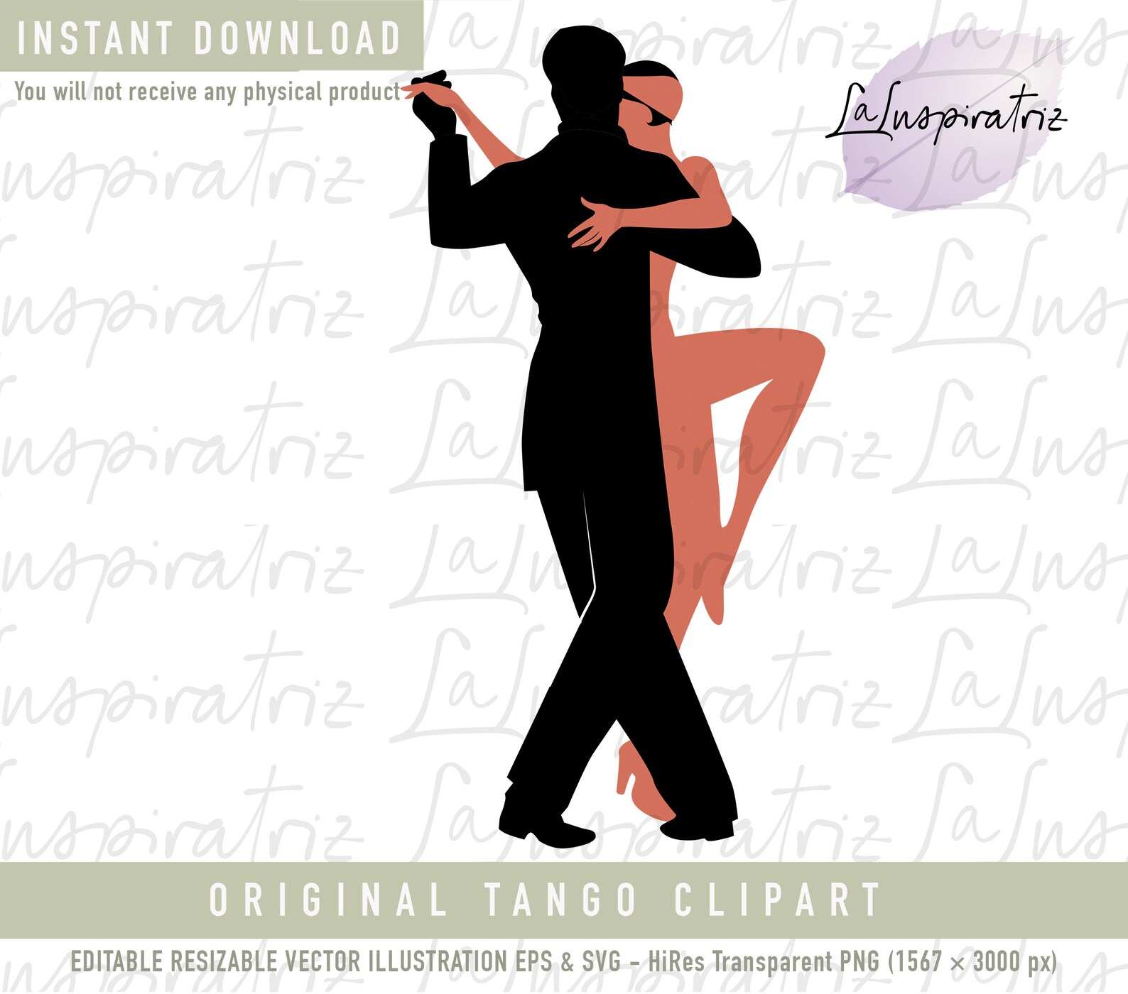 Tango Dancers CLIPART. Original TANGO ILLUSTRATION Design. Instant ...