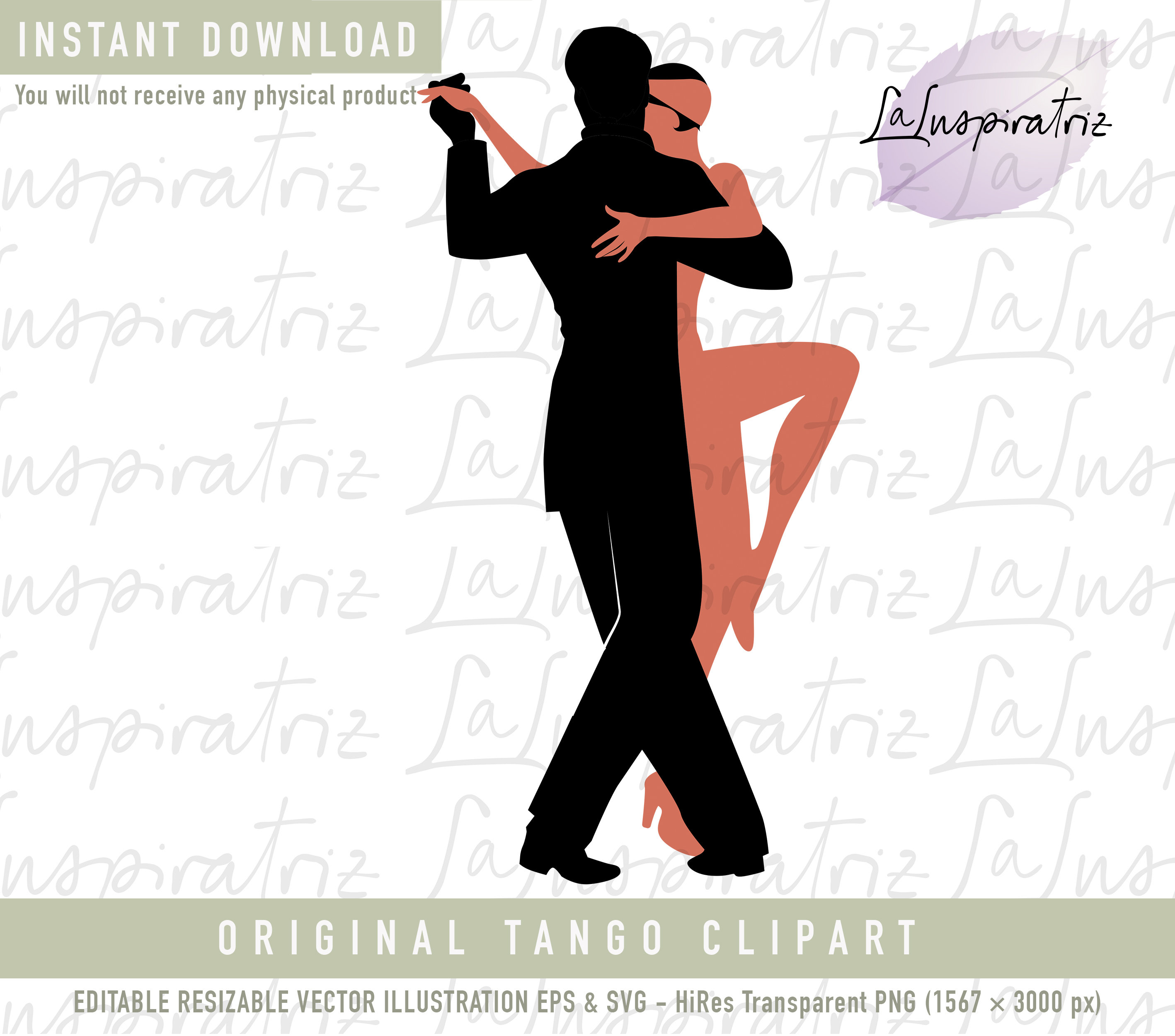 Tango Dancers CLIPART. Original TANGO ILLUSTRATION Design. Instant ...