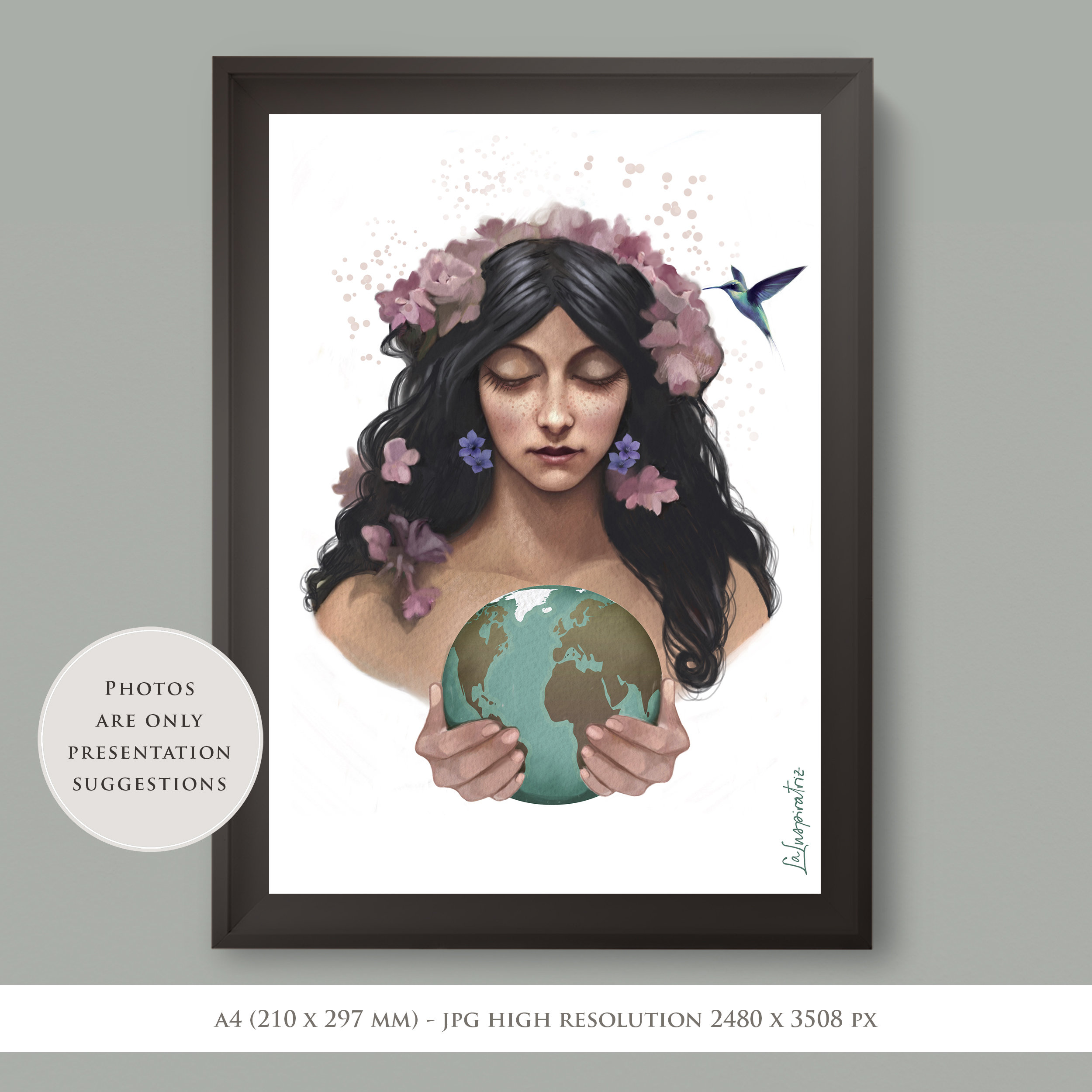 GAIA GODDESS Art Print. GREEK Goddess Artwork. Hand Drawn Original ...