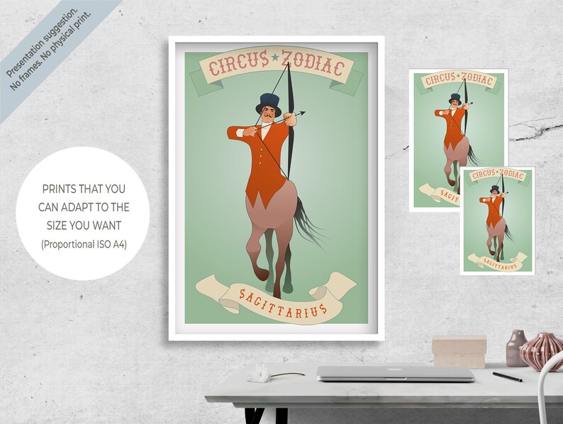 SAGITTARIUS Sign - CIRCUS ZODIAC - Digital Print - Original Artwork ...