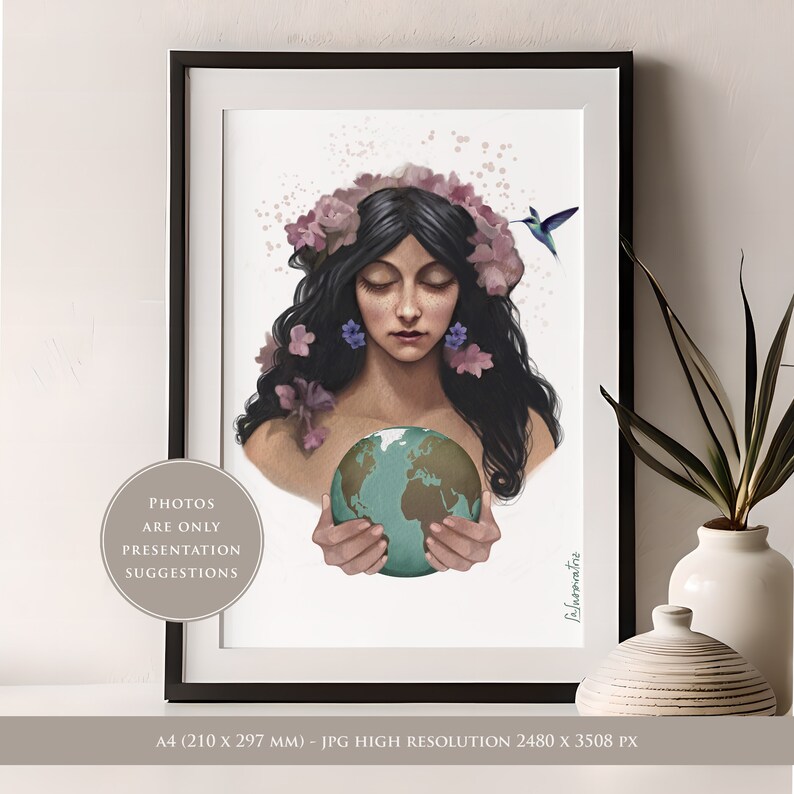 GAIA GODDESS Art Print. GREEK Goddess Artwork. Hand Drawn Original ...