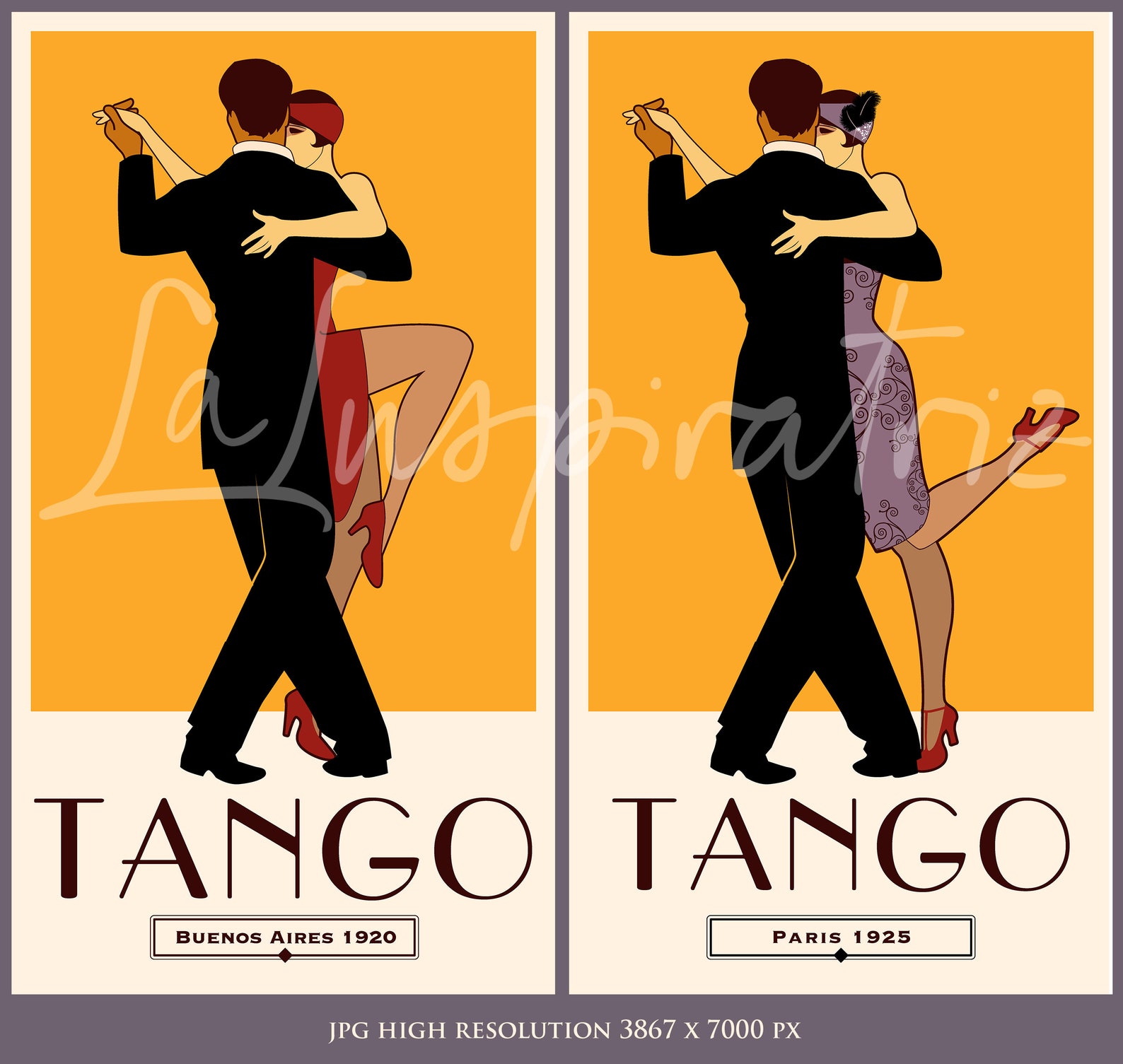 TANGO DANCERS Art Print. POSTER Tango Dancers. Printable Instant ...