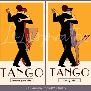 TANGO DANCERS Art Print. POSTER Tango Dancers. Printable Instant ...