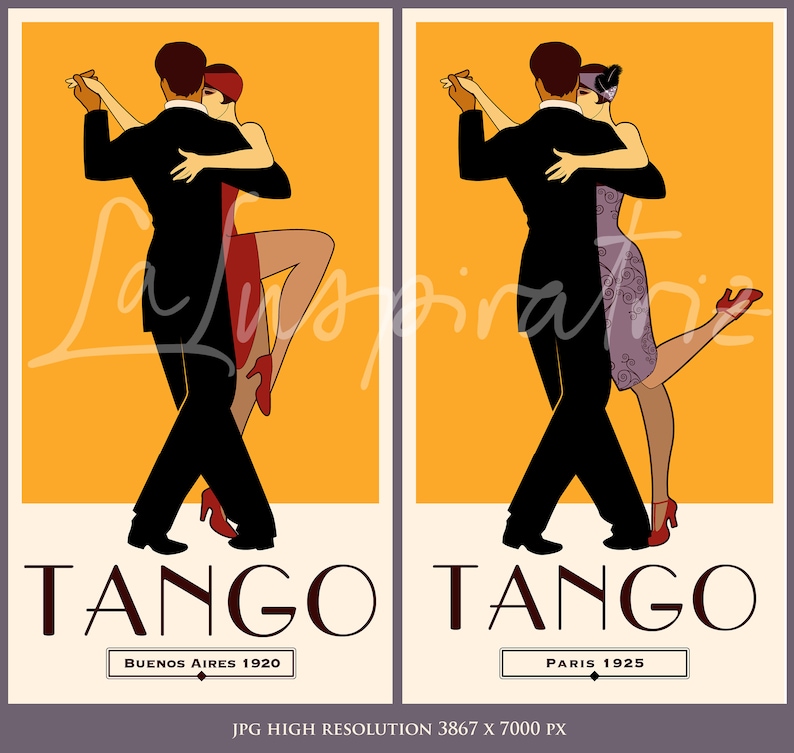 TANGO DANCERS Art Print. POSTER Tango Dancers. Printable Instant ...