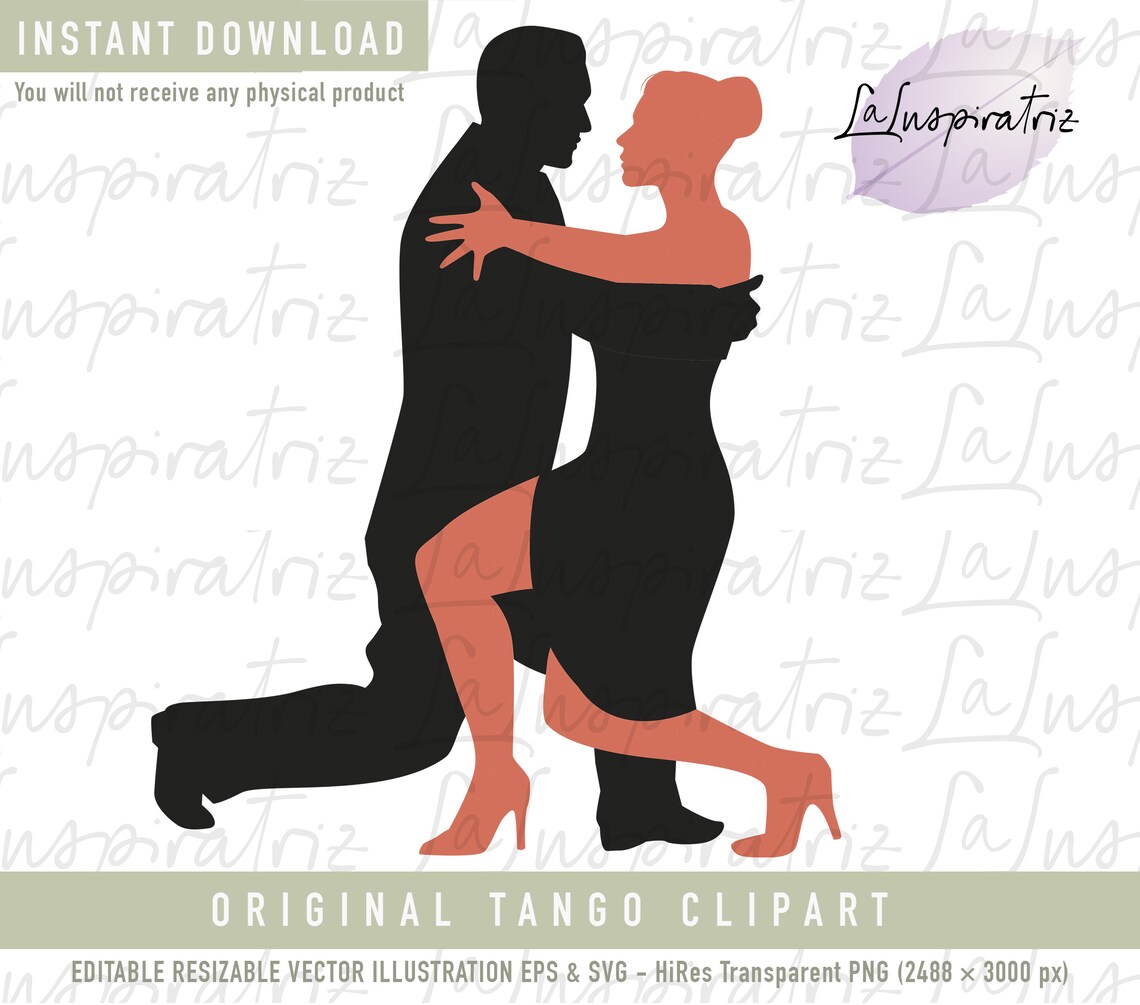 Tango Dancers CLIPART. Original TANGO ILLUSTRATION Design. Instant ...