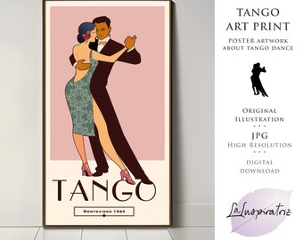 TANGO DANCERS Art Print. POSTER Tango Dancers. Printable Instant ...