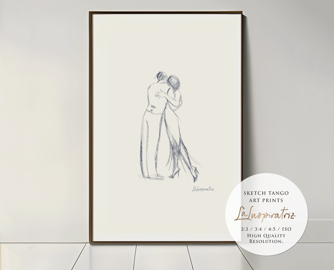 TANGO DANCERS Art Print. Hand-drawn Sketches Tango Dancers. Printable ...