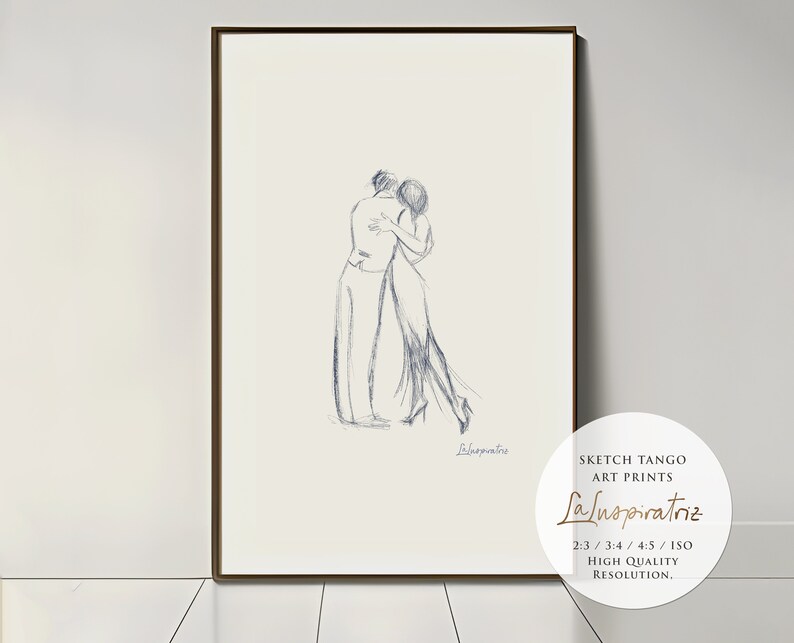TANGO DANCERS Art Print. Hand-drawn Sketches Tango Dancers. Printable ...