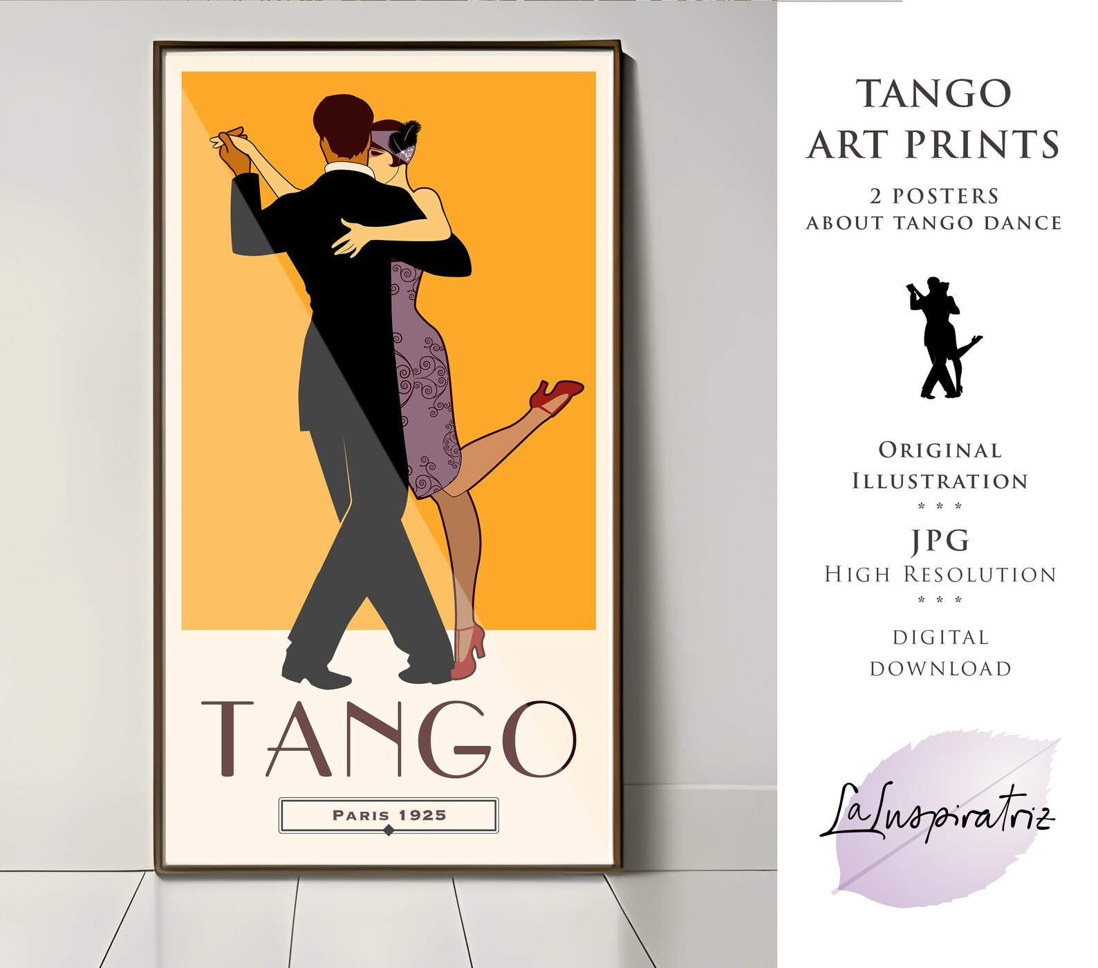 TANGO DANCERS Art Print. POSTER Tango Dancers. Printable Instant ...
