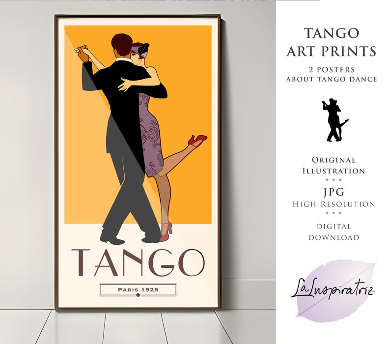 TANGO DANCERS Art Print. POSTER Tango Dancers. Printable Instant ...