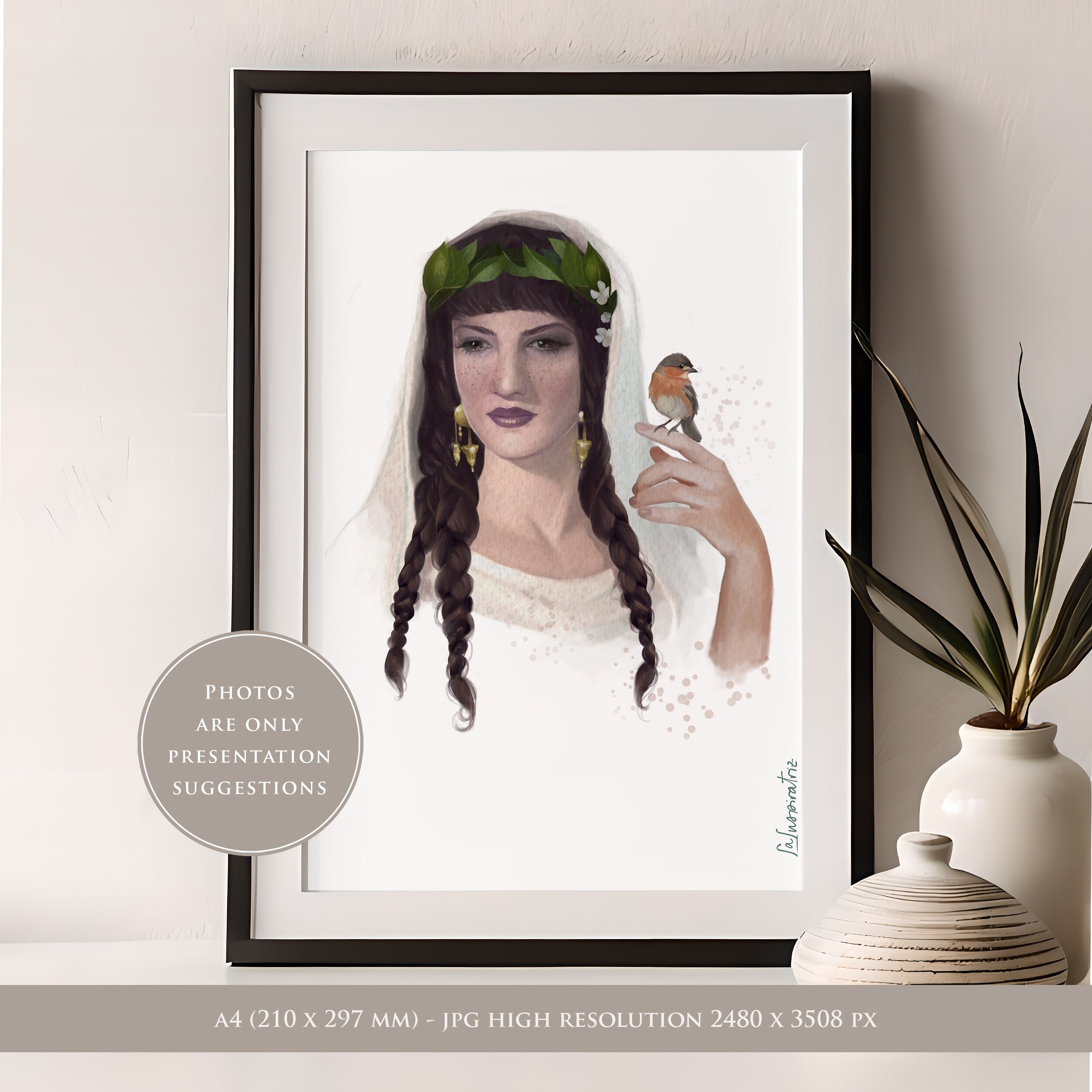 HESTIA GODDESS Art Print. GREEK Goddess Artwork. Hand Drawn Original ...