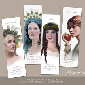 12 PRINTABLE BOOKMARKS Goddesses of Greek and Roman Mythology. Bookmark ...