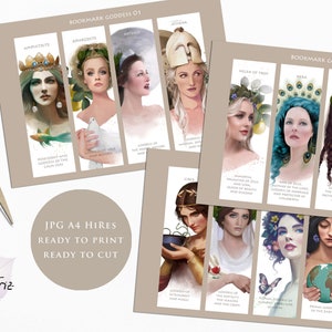 12 PRINTABLE BOOKMARKS Goddesses of Greek and Roman Mythology. Bookmark ...