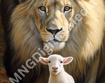 The Lion and Lamb Fine Art Print - Etsy