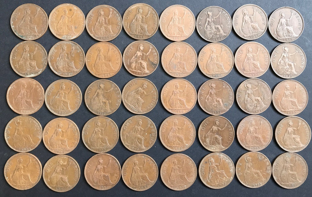 40 Old British Pennies of Various Dates Historic and - Etsy