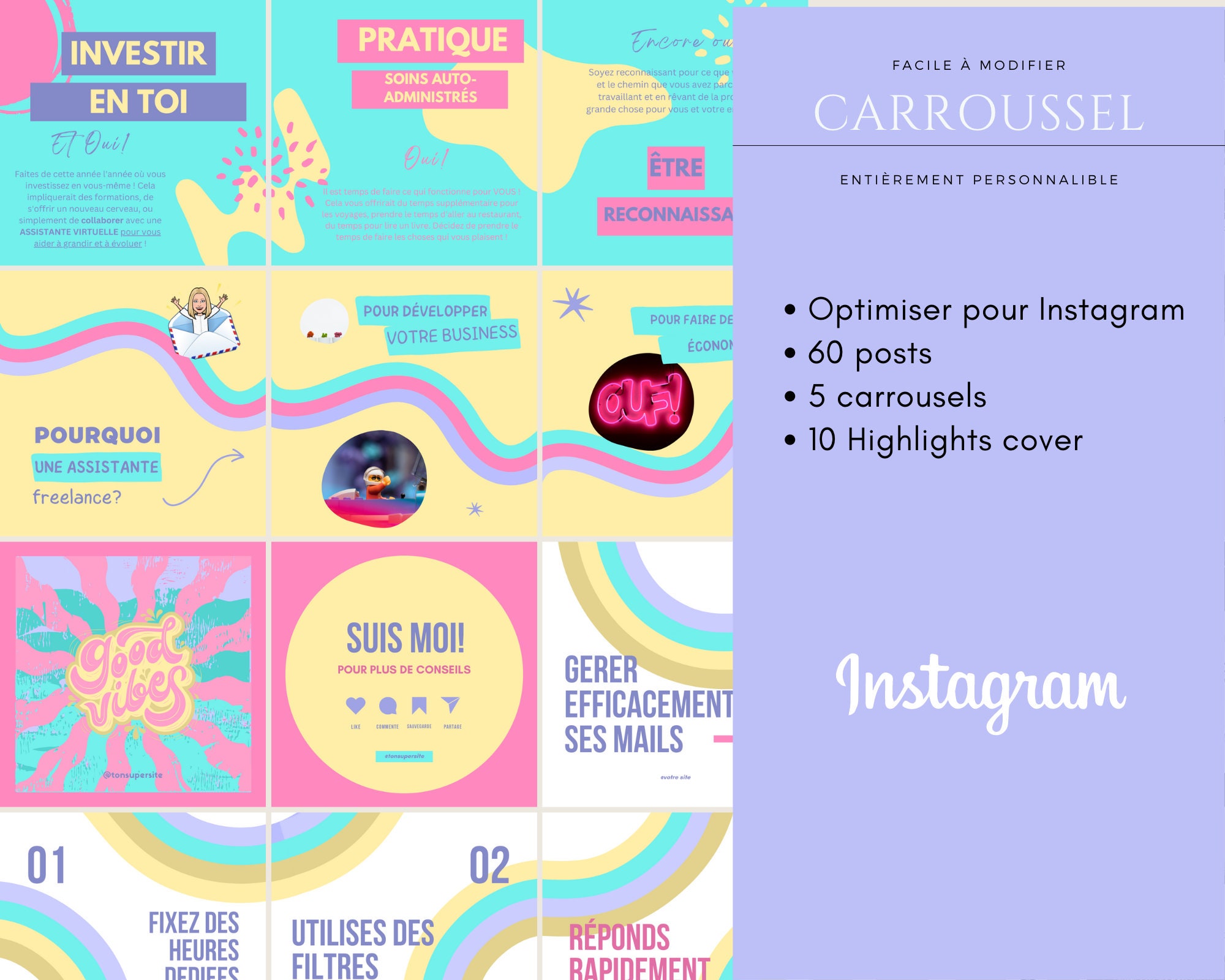 Template Posts Instagram Template CANVA Assistant in French Post ...