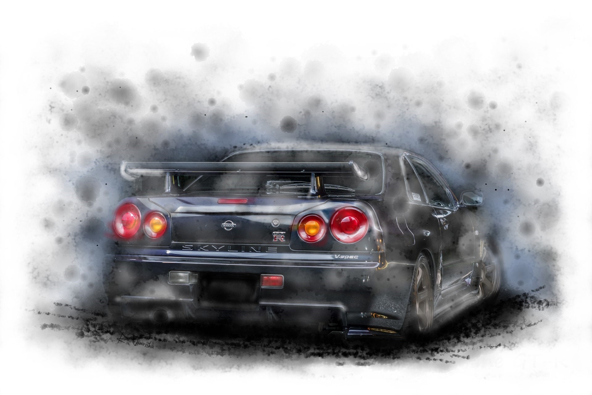 Nissan R34 Skyline GT-R V-spec | Supercar Poster Print | Wall Art ...