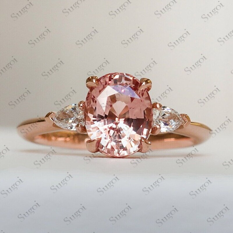 Peach Sapphire Engagement Ring - Etsy