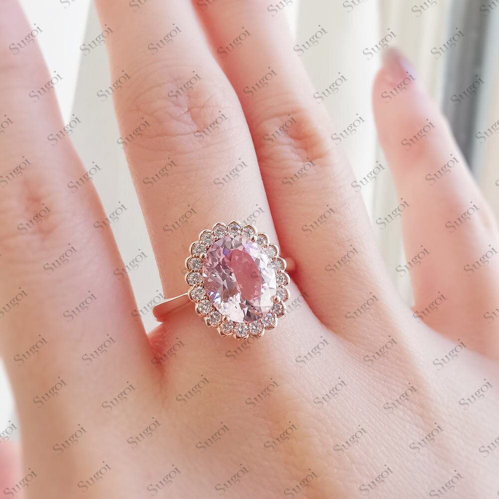 Oval Morganite Engagement Ring Rose Gold Pink Morganite Ring - Etsy