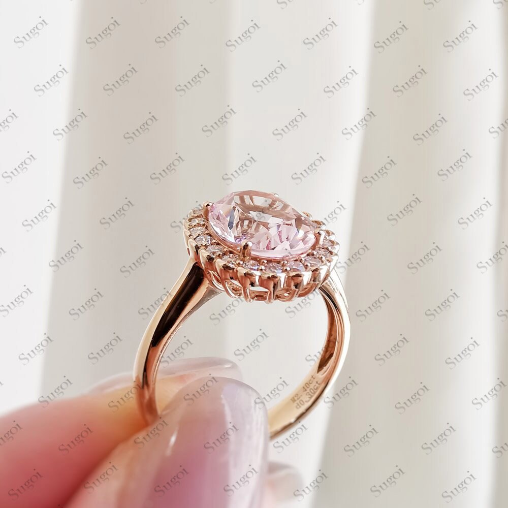 Oval Morganite Engagement Ring Rose Gold Pink Morganite Ring - Etsy