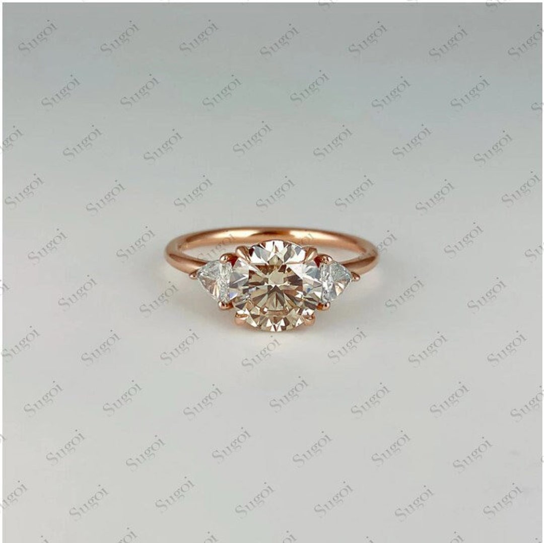 Champagne Moissanite Ring Brown Moissanite Ring 6mm Round Cut Champagne ...